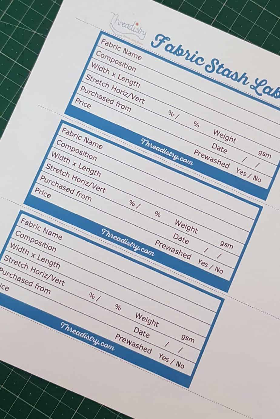 Keep track of your fabric with free printable fabric stash labels