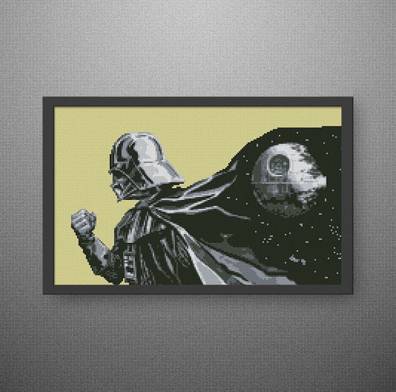 Monochrome Darth Vader Cross stitch