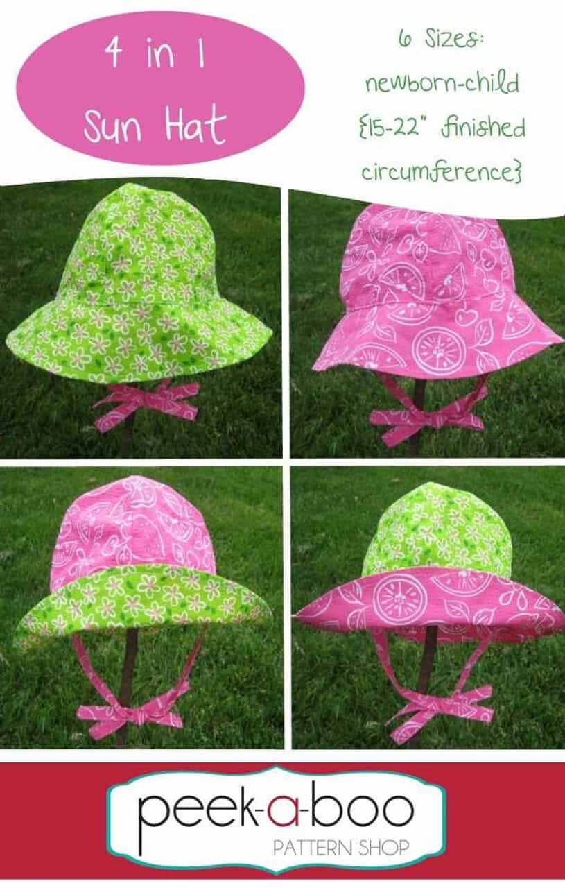 Sun hat sewing patterns for babies, toddlers and kids