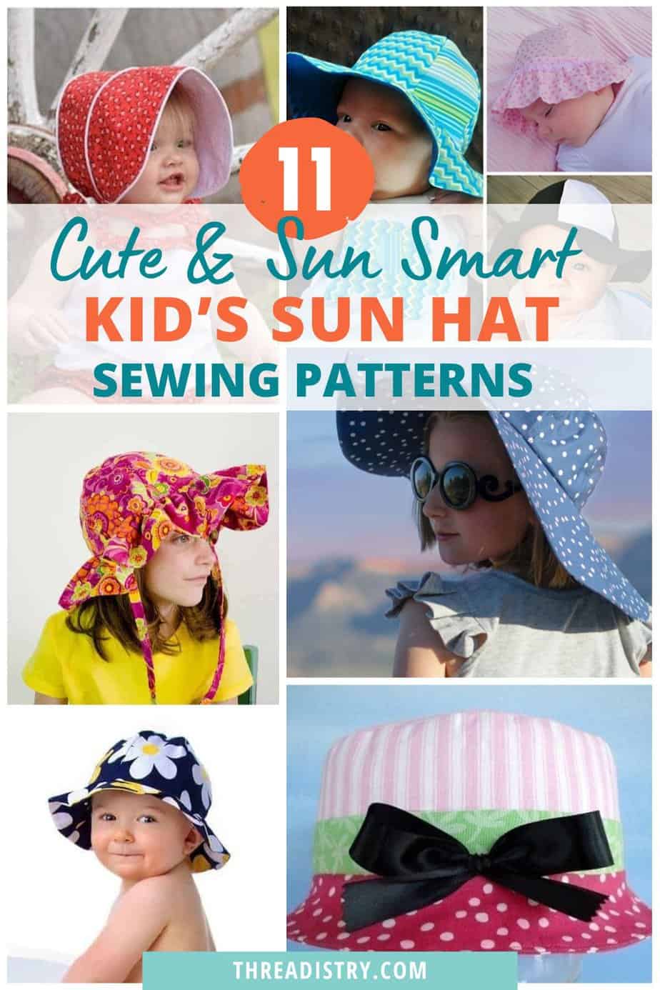 Sun hat sewing patterns for babies, toddlers and kids